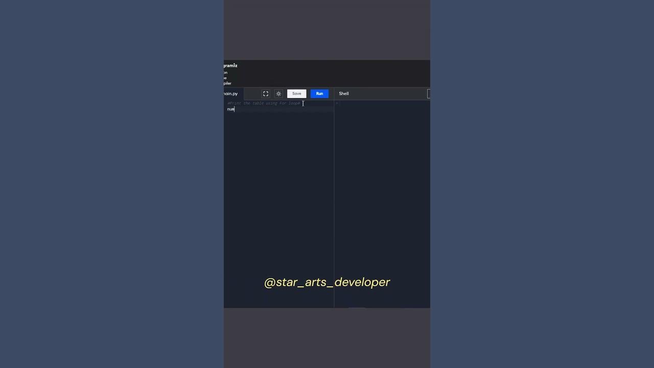 💻print Table Using For Loop In Python👨‍💻 Python Coding Program Learning Shorts Viral