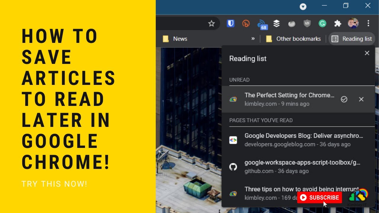 How to Save Articles to Read Later in Google Chrome! - YouTube