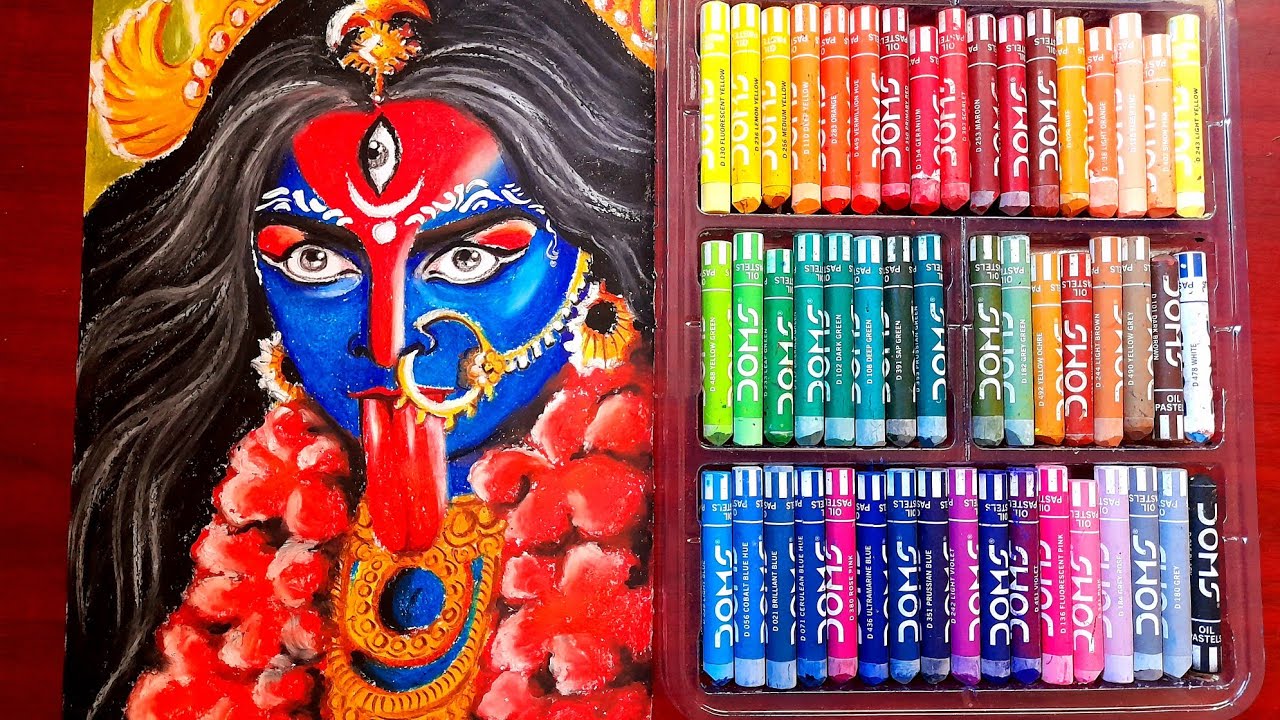 Mahakali drawing,Kali drawing,Kali ma drawing with oil pastel - YouTube