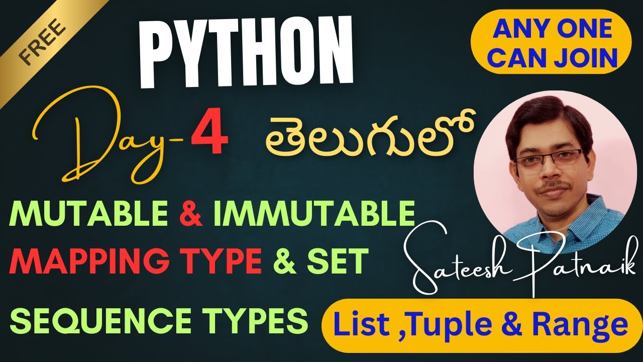 Python Class-4 [ List ,Tuple , Range , Set , Dict - Dictionary ] Mutable & Immutable |Python ...