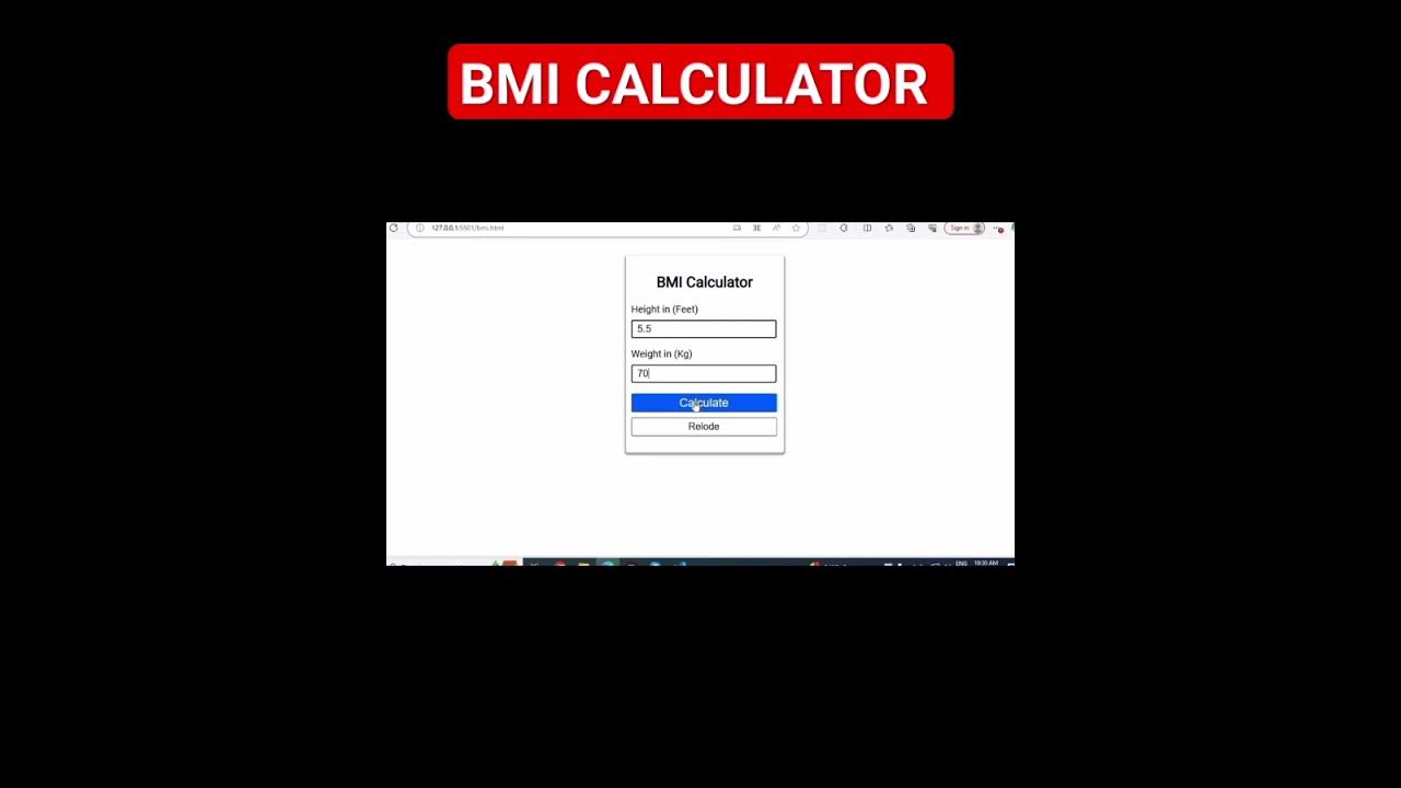 Bmi Calculator Using Html Css And Javascript Shorts Javascript Youtubeshorts Youtube