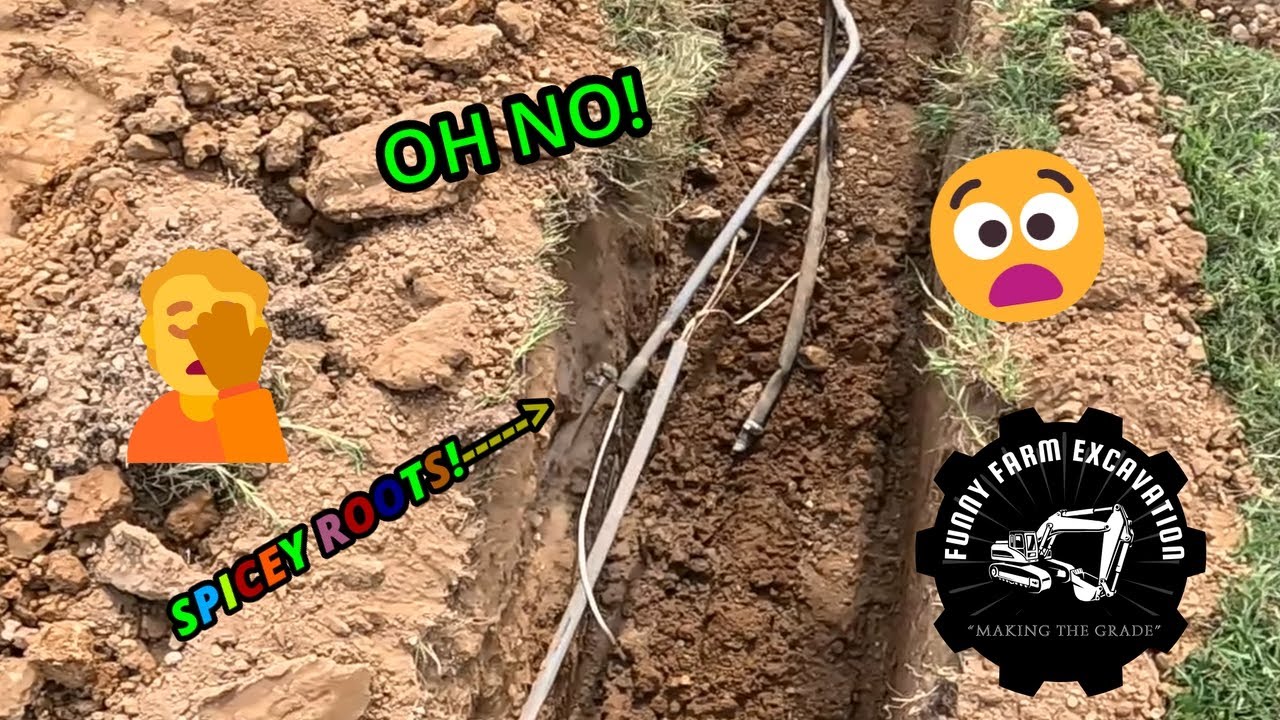 excavator hits electric line and the water line 😧 - YouTube