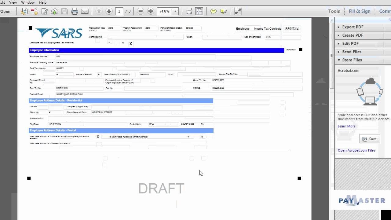 Paymaster Training - IRP 5 Certificate - YouTube