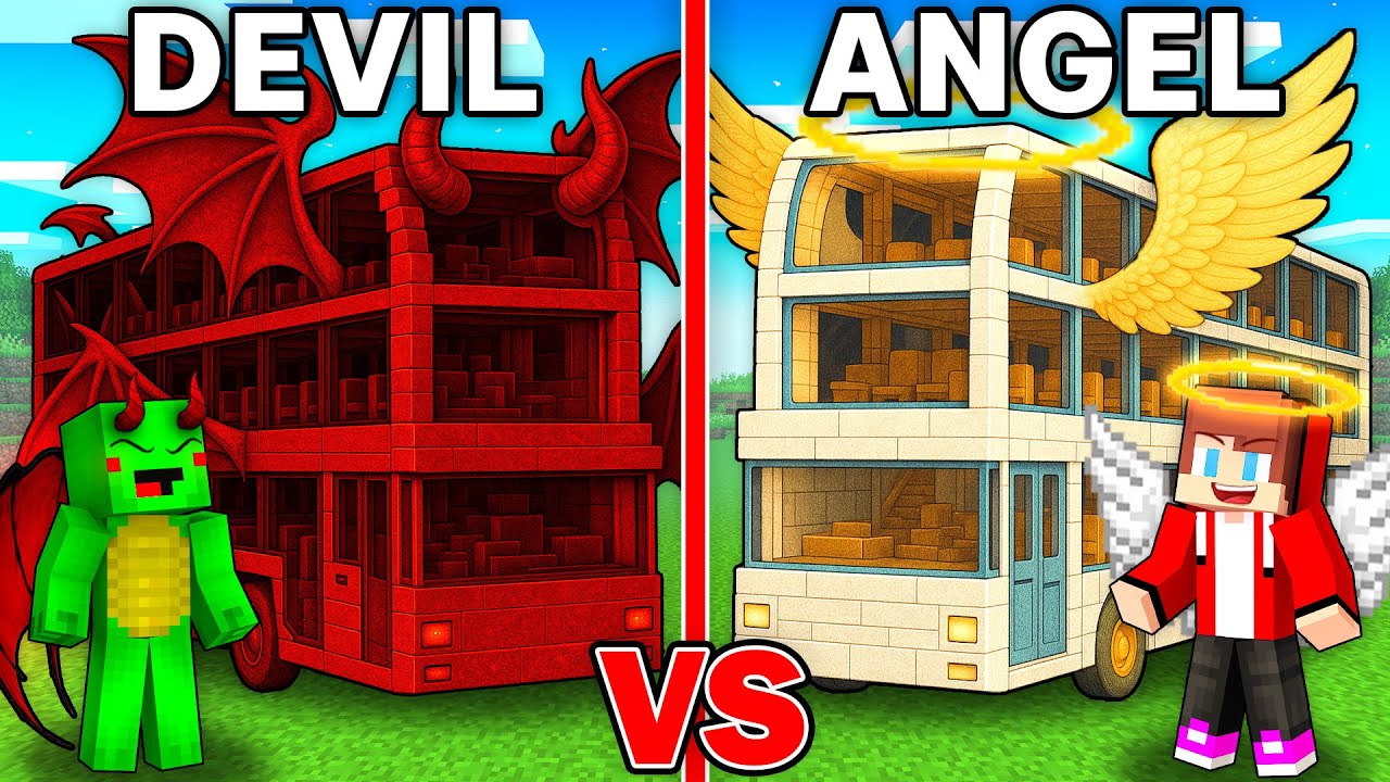 Mikey DEVIL vs JJ ANGEL Bus Survival Battle in Minecraft (Maizen) - YouTube