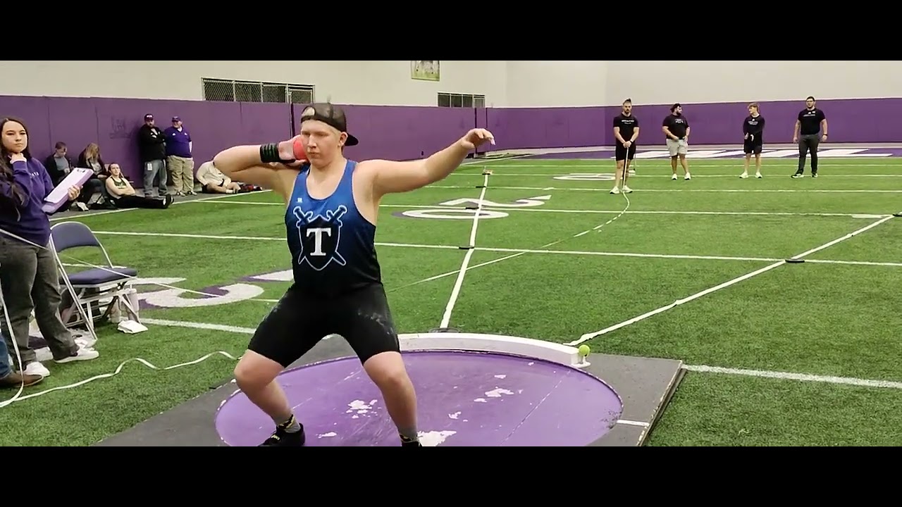 Indoor track meet at Weber State. Dallas first shot put throw. - YouTube