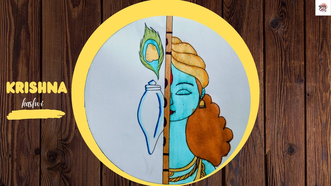How to draw krishna half face drawing step by step l Lord krishna ...