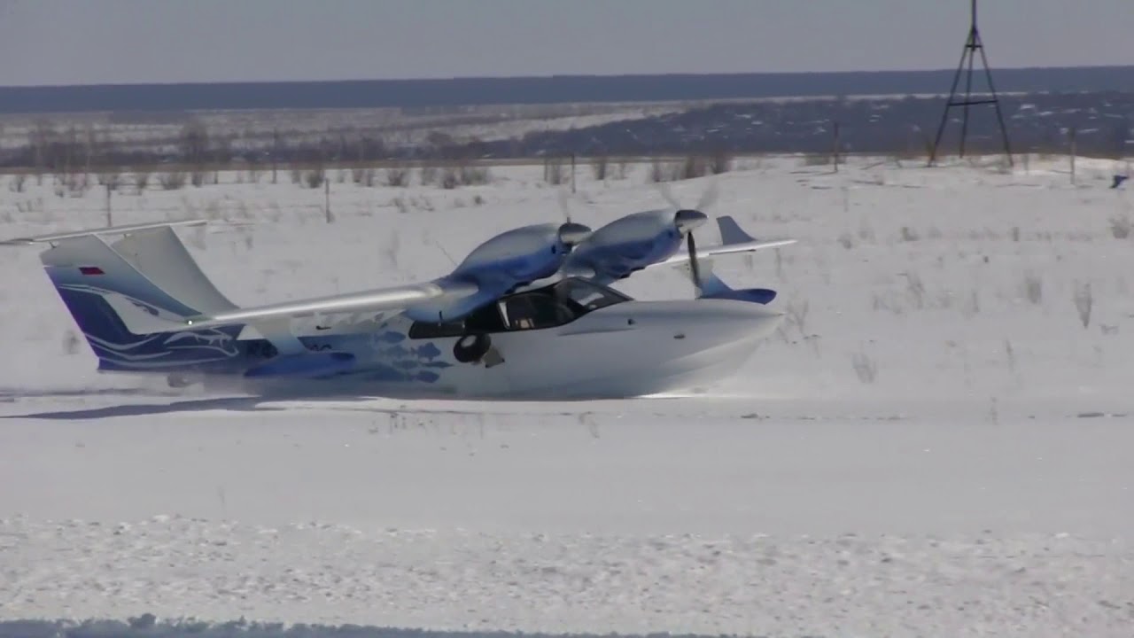 The plane lands on the snow without skis! - YouTube