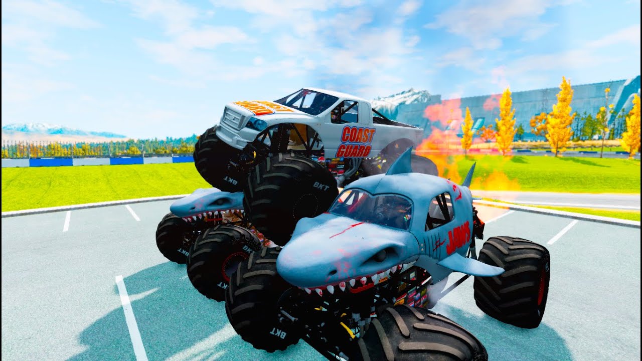 MEG Monster Jam VS WHITE Monster Truck Tag games and Destruction ...