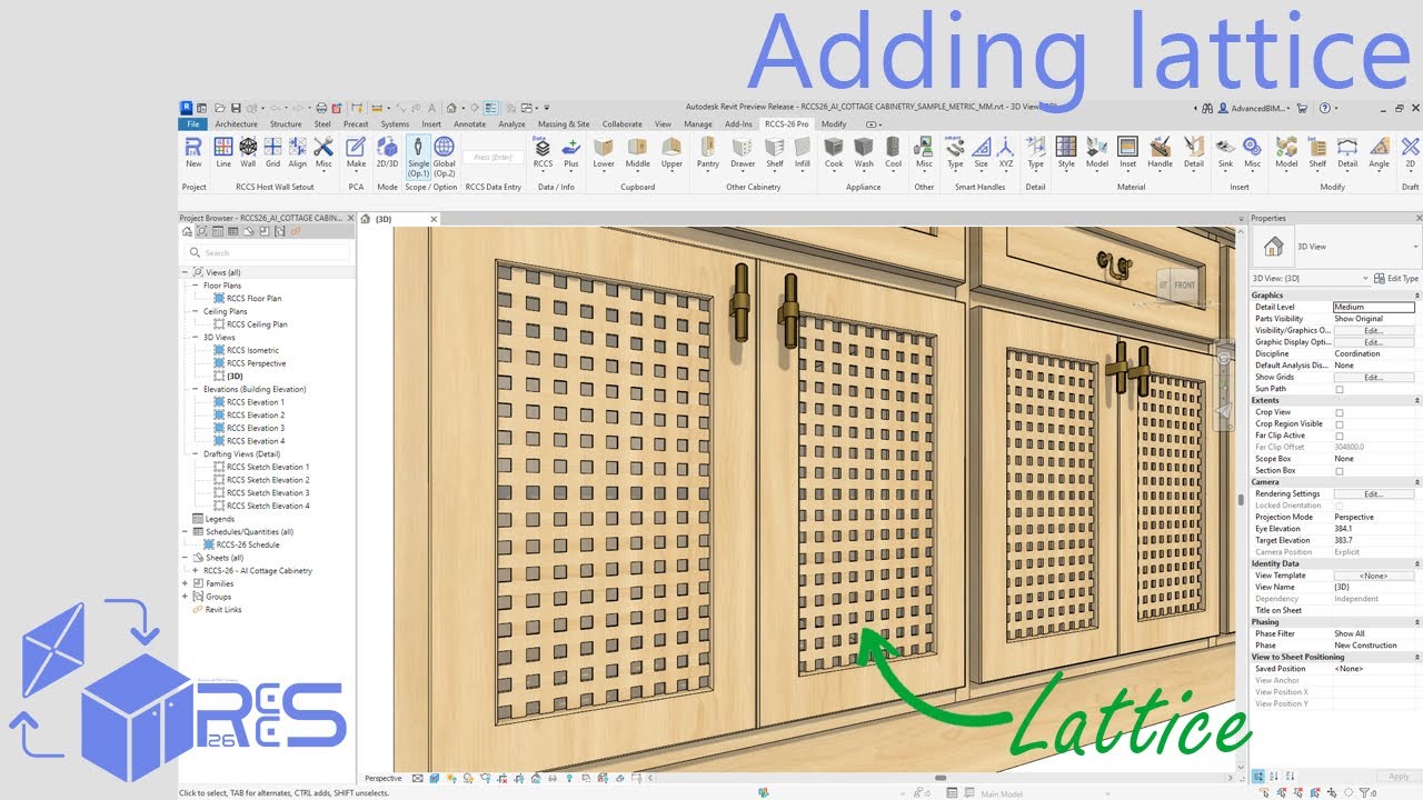 Revit Cabinetry | RCCS-26 Pro - New Features : Adding Lattice - YouTube