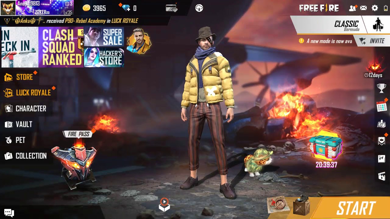 Free fire, classic chalang - YouTube