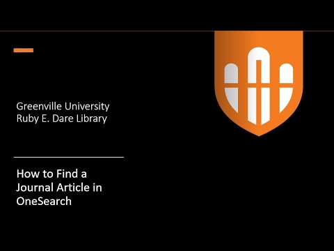 How to Find Journal Articles in OneSearch - YouTube