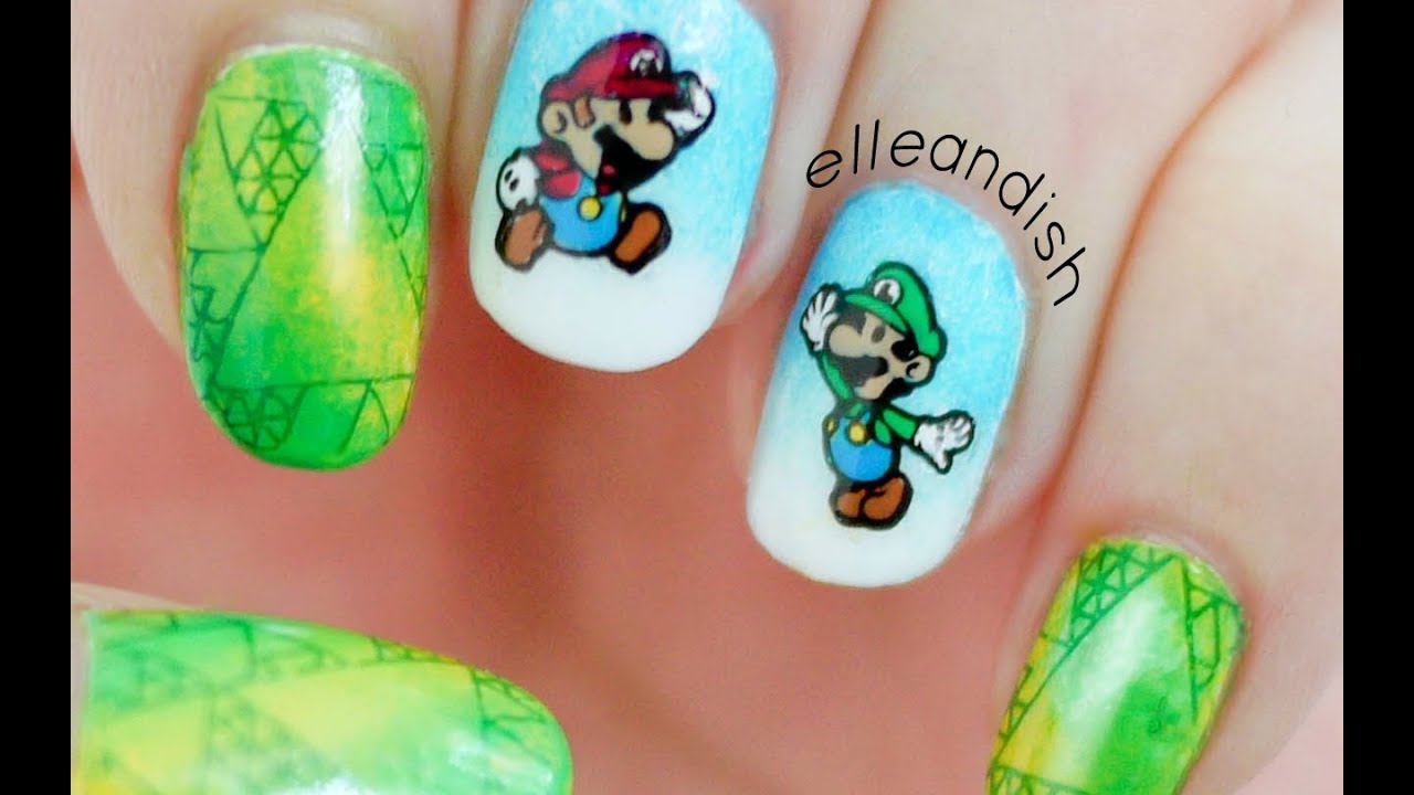 Super Mario Bros! DIY Nail Stickers Using Nail Stamping! - YouTube