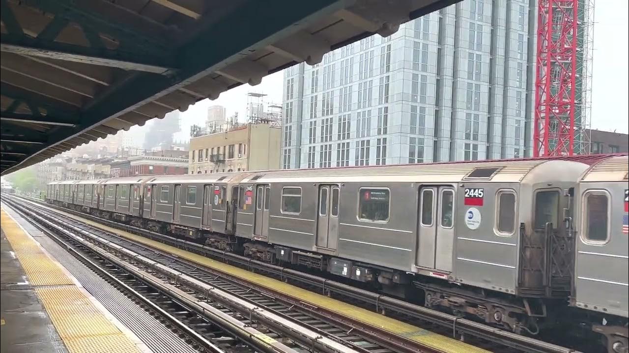 Uptown and Downtown 1 trains at 125th Street - YouTube