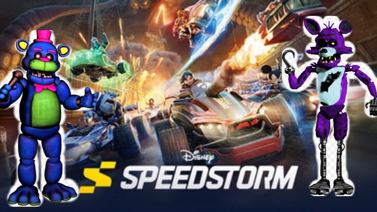Neon Freddy and neon foxy play Disney speed storm twads - YouTube