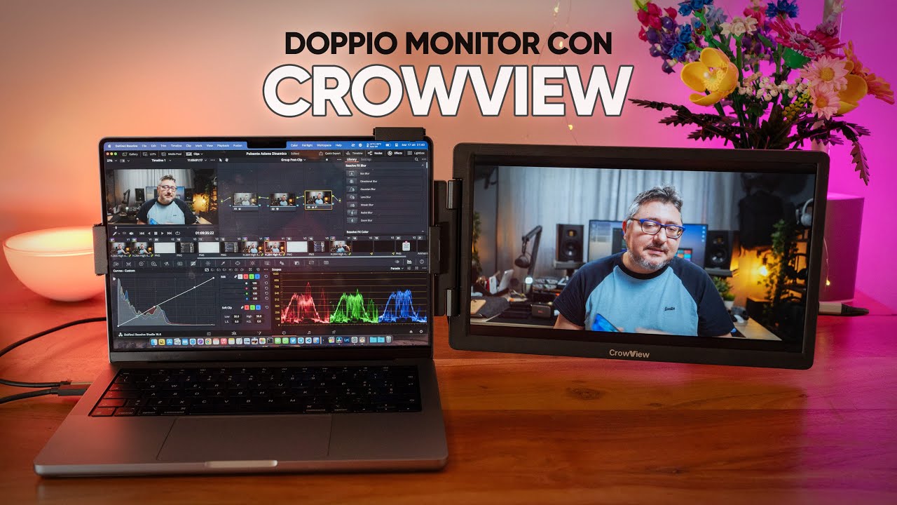 Postazione a doppio monitor su portatile con CrowView di Elecrow - YouTube