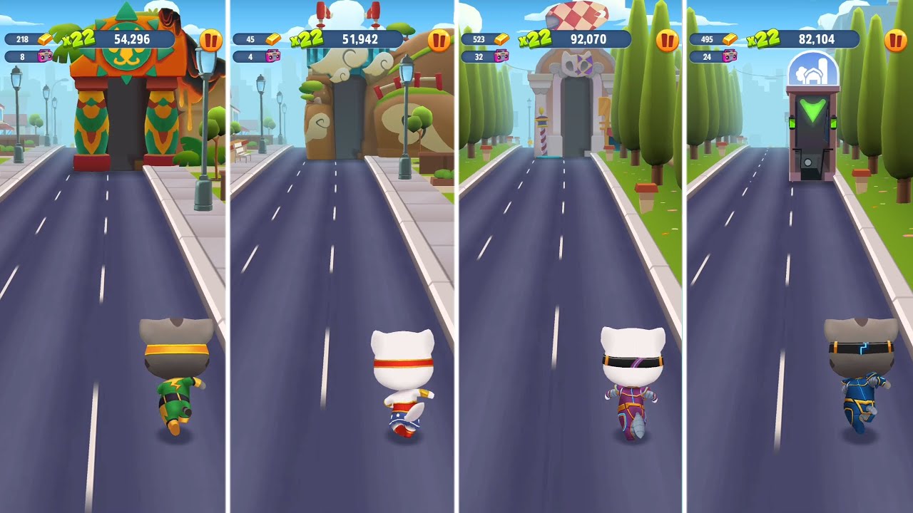 Talking Tom Gold Run: Super Tom,Super Angela,Hyper Tom,Cyber Angela ...