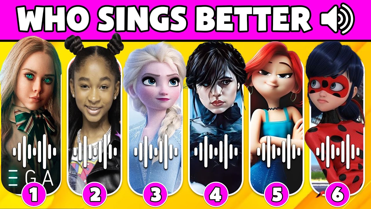 GUESS THE VOICE #16 WHO SING BETTER? Wednesday, Elsa, Lay Lay, M3gan, Lady Bug, RUBY GILLMAN ...