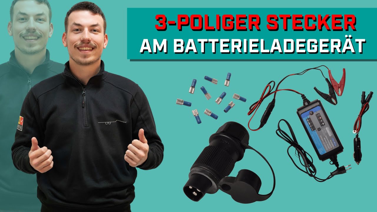 Anschluss Batterieladegerät an 3-poligen Stecker für Kippanhänger - YouTube