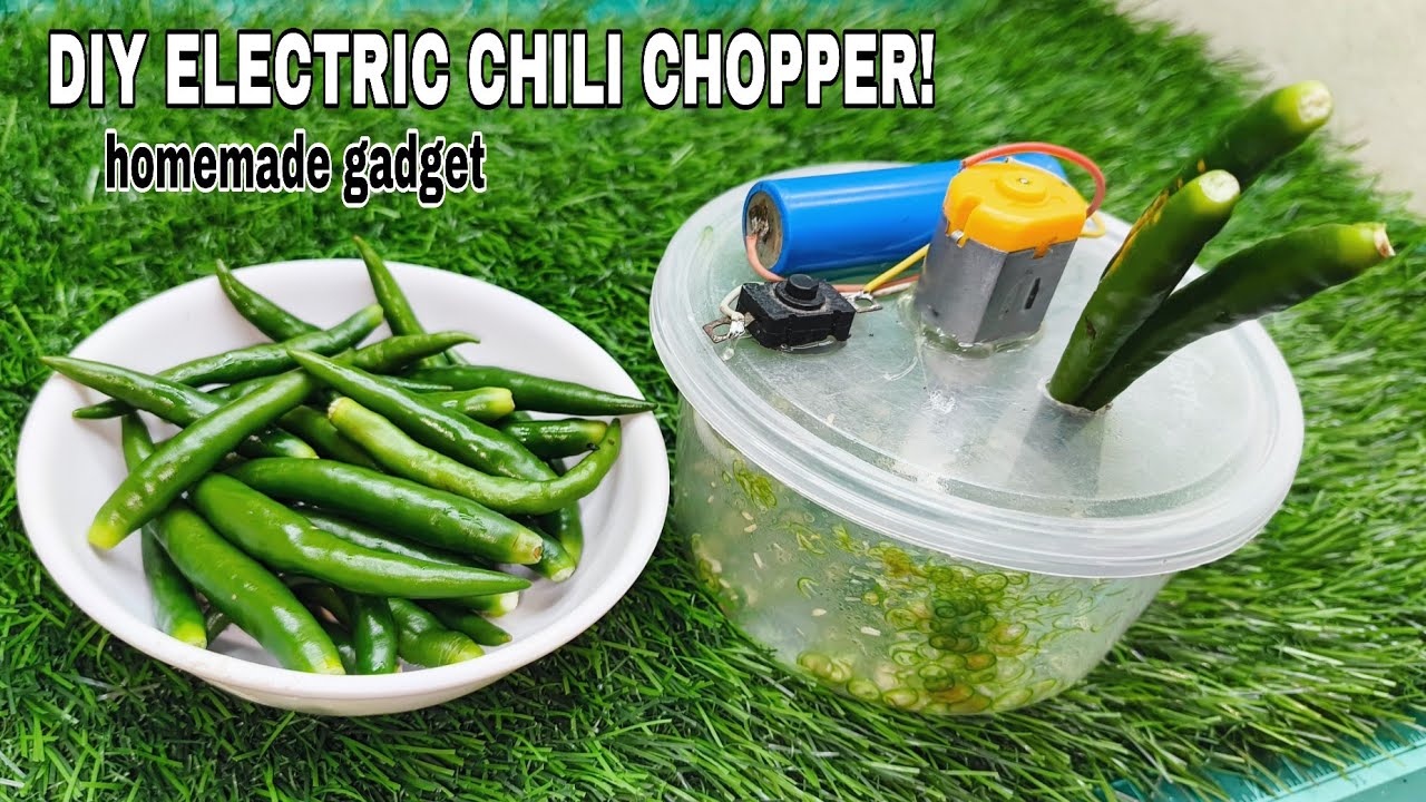 How to Make DIY Chili Cutter Machine With DC Motor Project || Electric ...