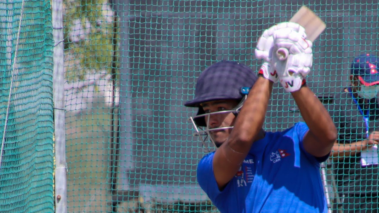 Lokesh Bam going for big shots during a training session ahead of T20 ...