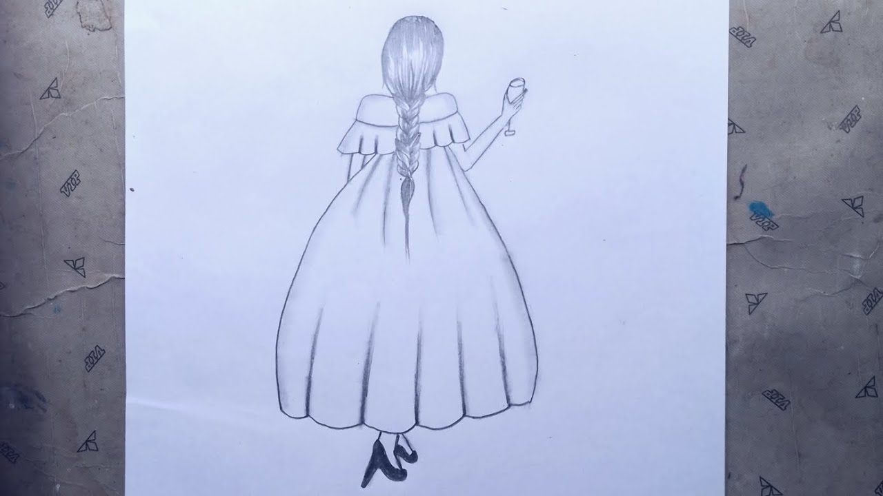 how to draw a girl with back side drawing and beautiful drawing and ...