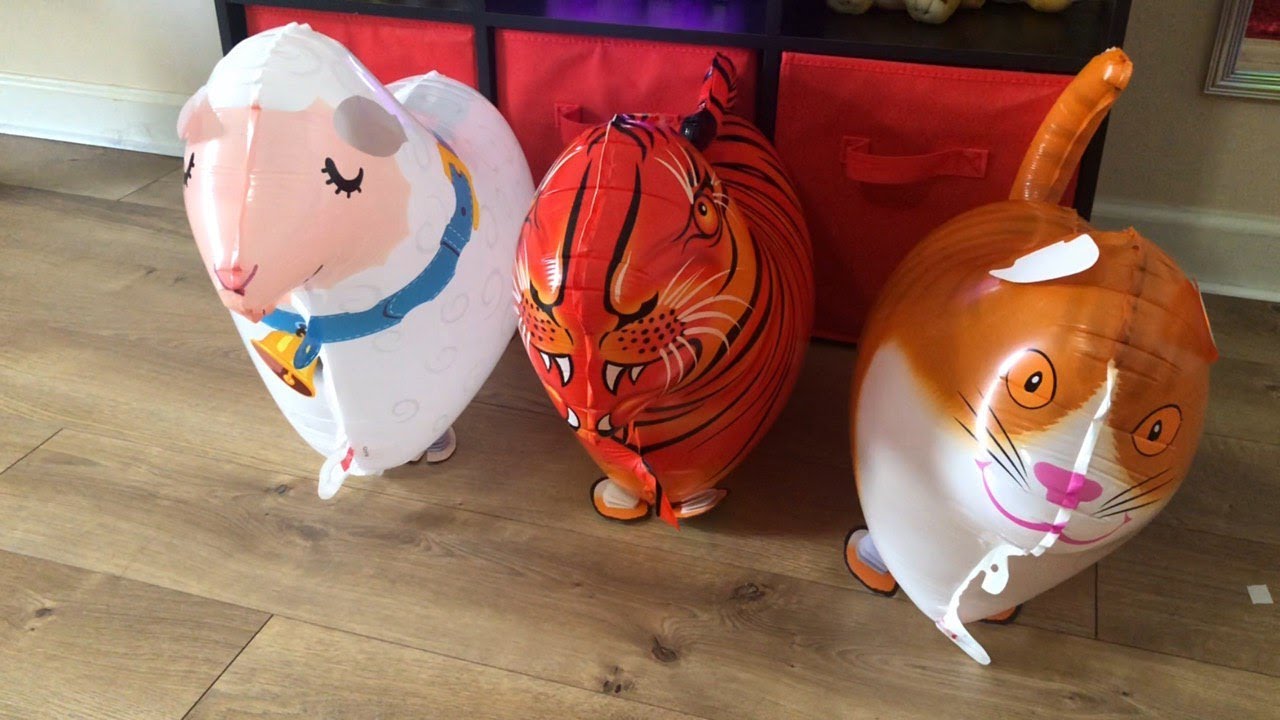 INFLATABLE CAT TIGER SHEEP COW FARM ANIMALS BALLOONS INFLATION!!! - YouTube