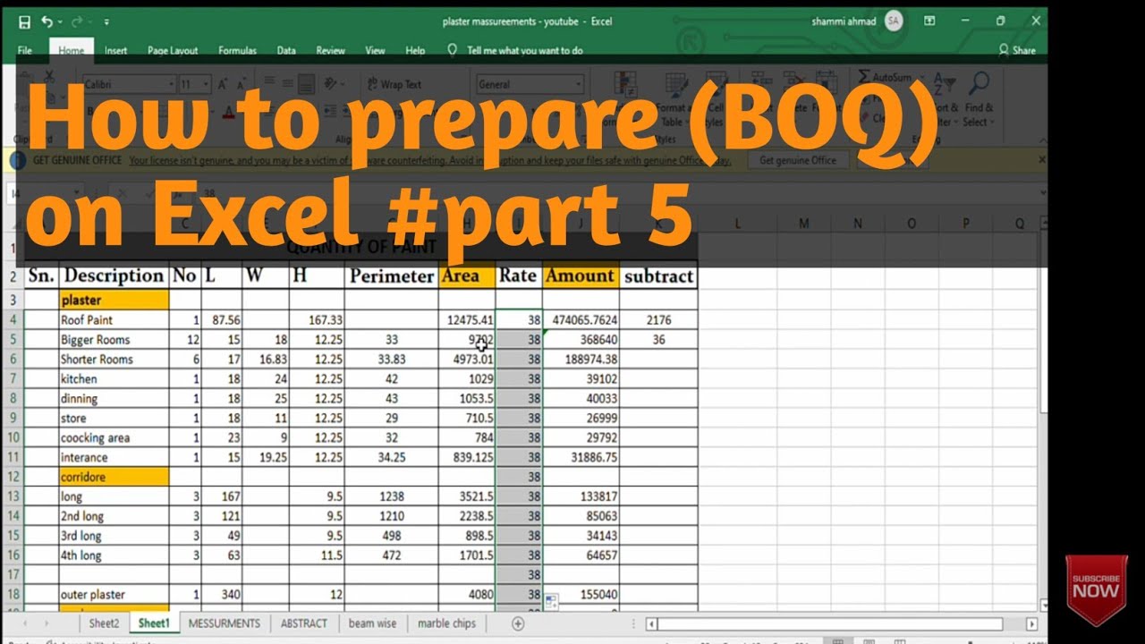 How to calculate form work quantity part #5| bill of quantity|quantity ...