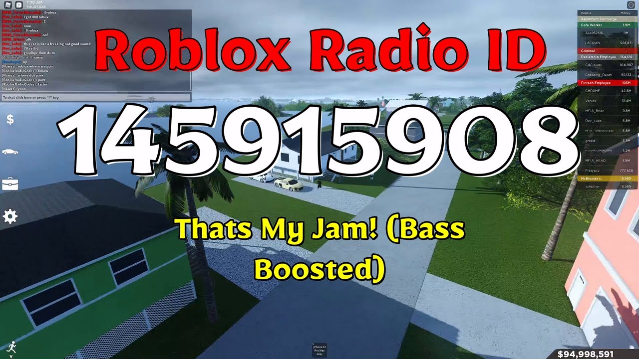 That's My Jam! (Bass Boosted) Roblox Code - YouTube