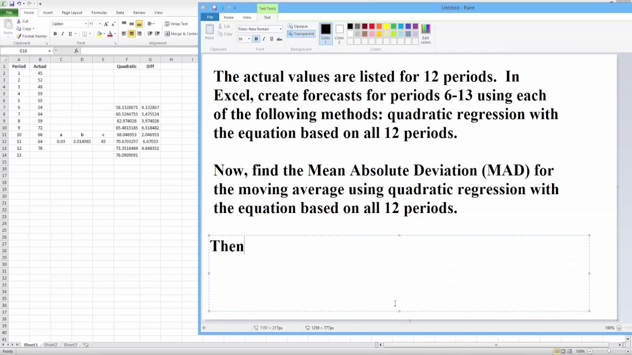 How to Find the MAD for a Moving Average Using a Quadratic Regression ...
