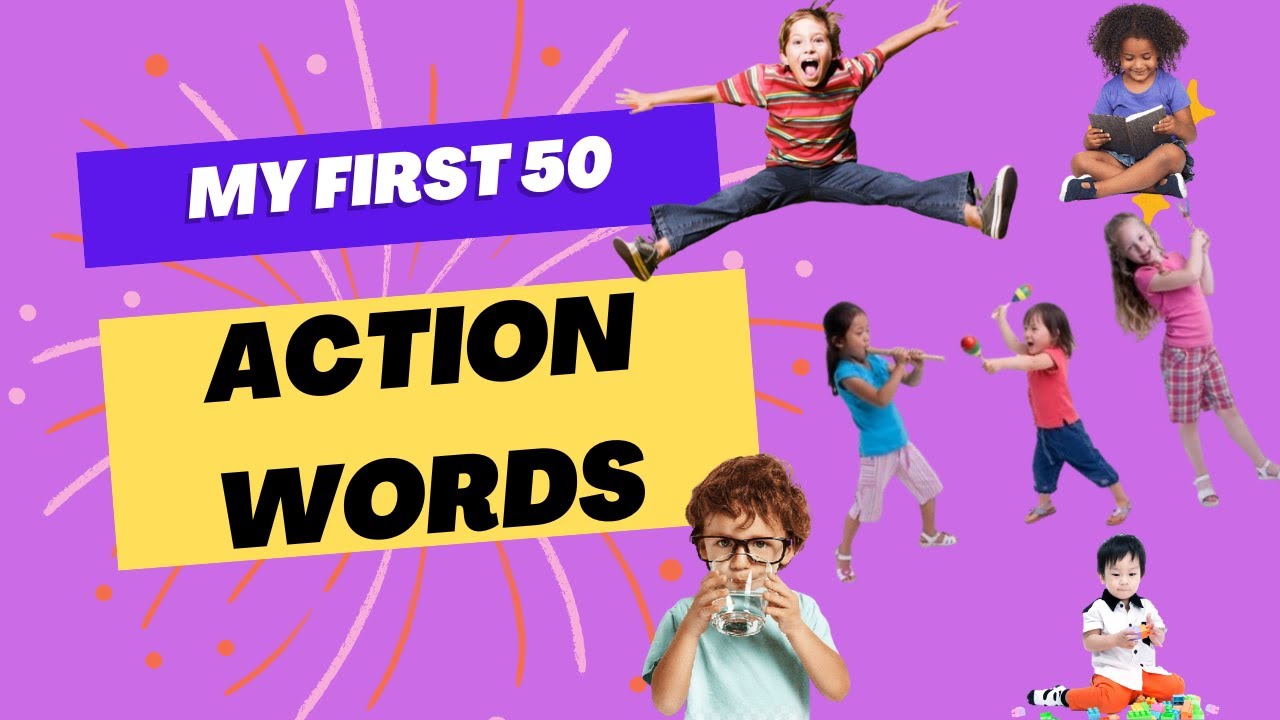 Learn To Talk- 50 Action Words (Verbs) For Kids | Video Flashcards For ...
