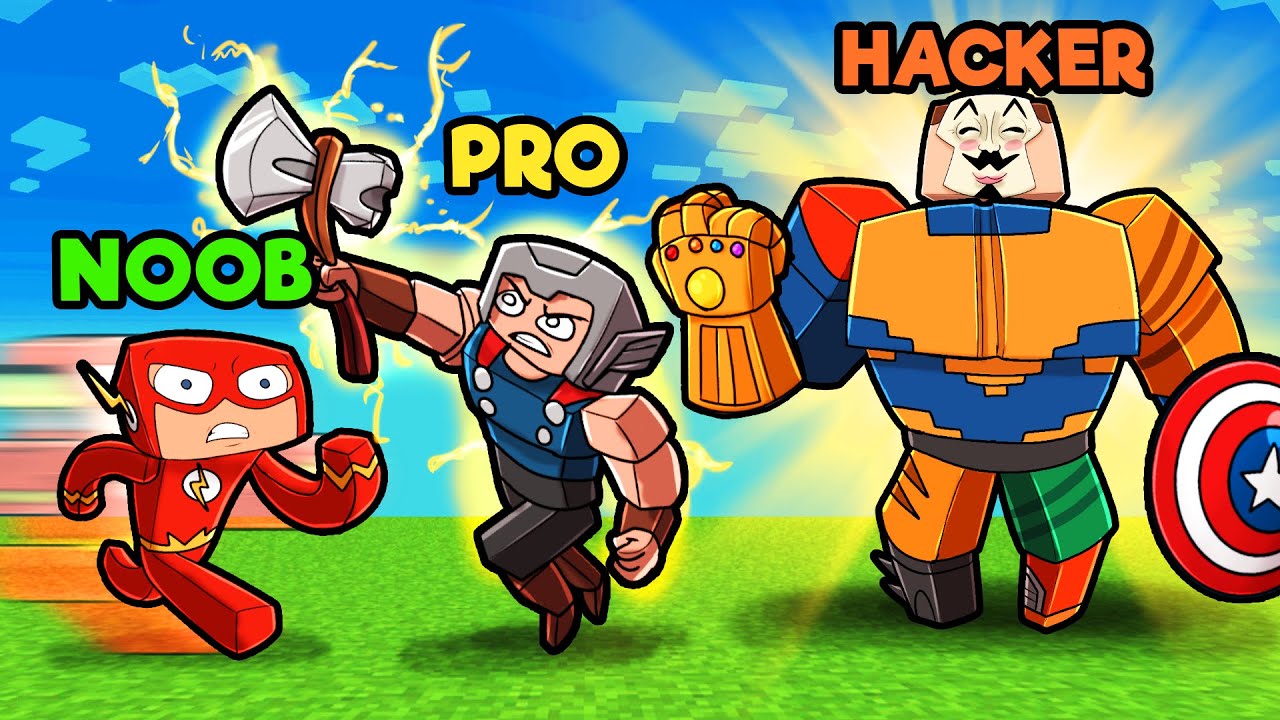 SUPERHERO BASE WARS in Minecraft! (NOOB vs PRO vs HACKER) - YouTube