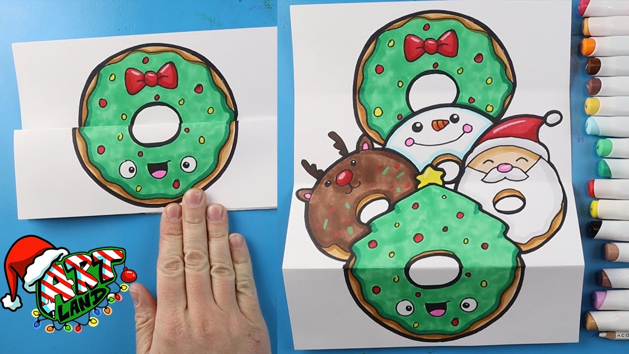 How to Draw Christmas Donuts Surprise Fold - YouTube