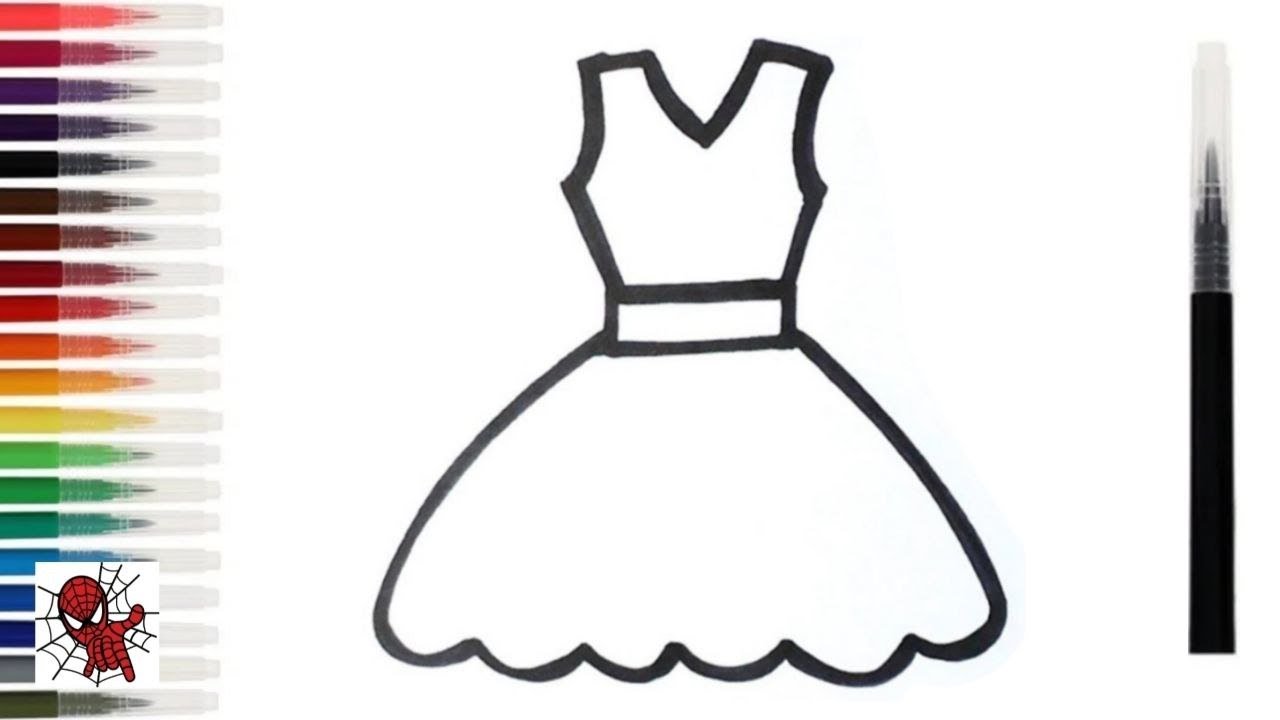 How to draw a DRESS \ cartoon coloring GORGEOUS DRESS - YouTube