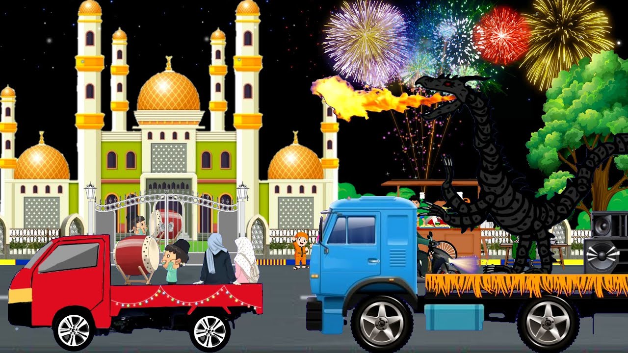 Truk Tronton Angkut Naga Semburan Api,Takbir Keliling Idul Fitri 2023 ...