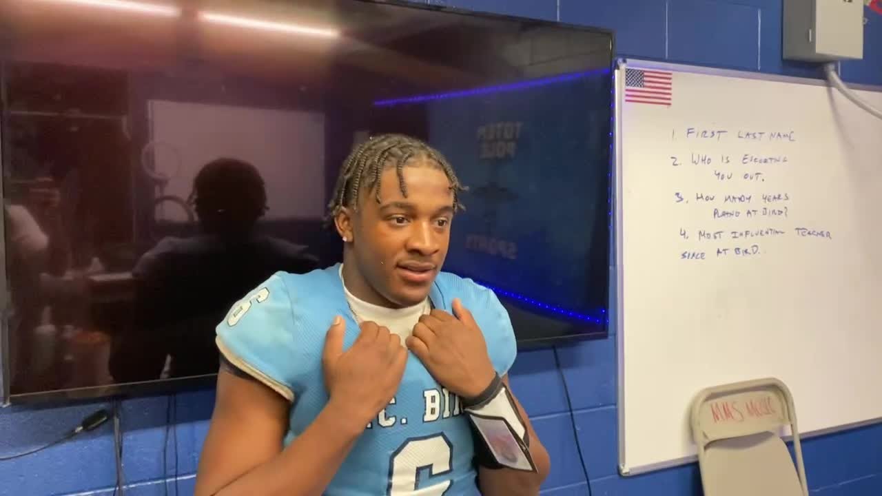 L.C. Bird RB/QB Jaivon Williams after 23-15 playoff win over Hermitage ...