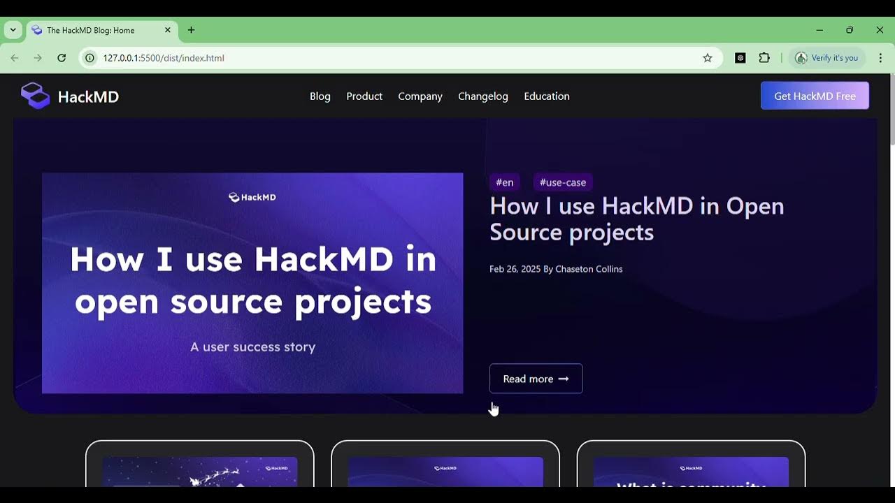Showing My Design of The HackMD Blog Landing Page - YouTube
