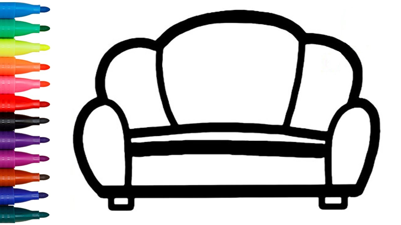 How to draw cute and easy Sofa | Easy drawing, Painting and Coloring ...