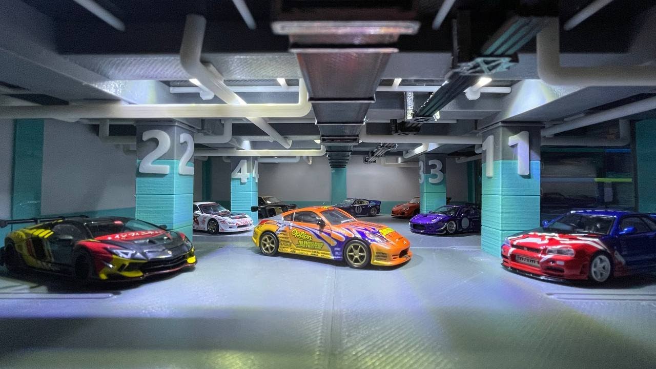 3D Printed Underground Car Park Diorama for Hot Wheels and 1/64 Cars ...