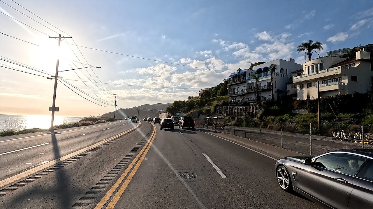 Driving Pacific Coast Highway from Santa Monica to Malibu, California ...