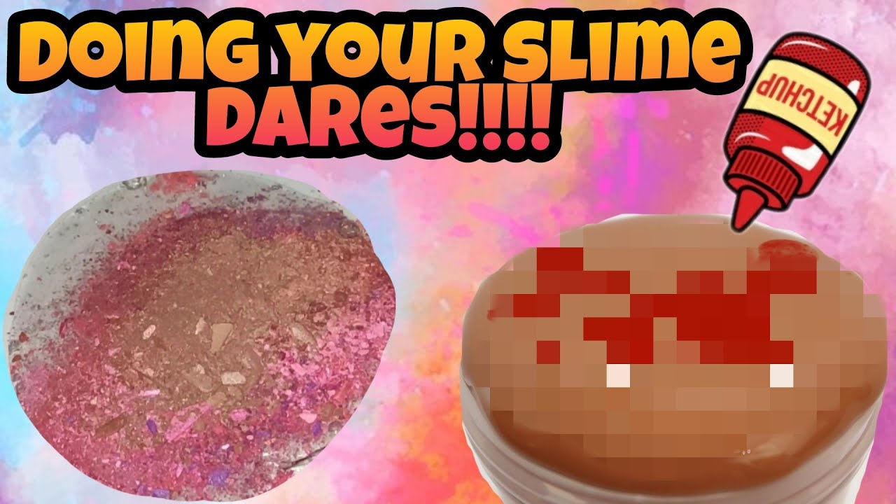 DOING YOUR SLIME DARES!!!!!..... KETCHUP SLIME 😲😲😲 | MIXING MAKEUP INTO ...