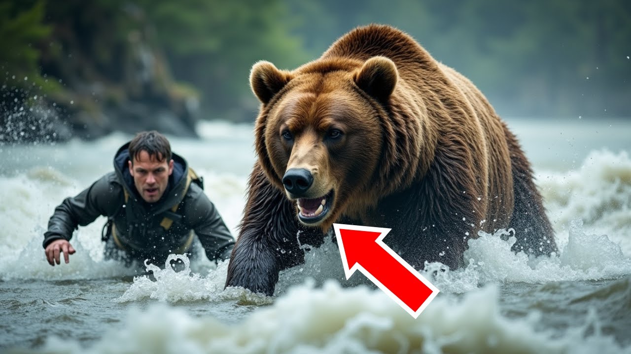 Brave man jumps into water rescue drowning Bear! - YouTube