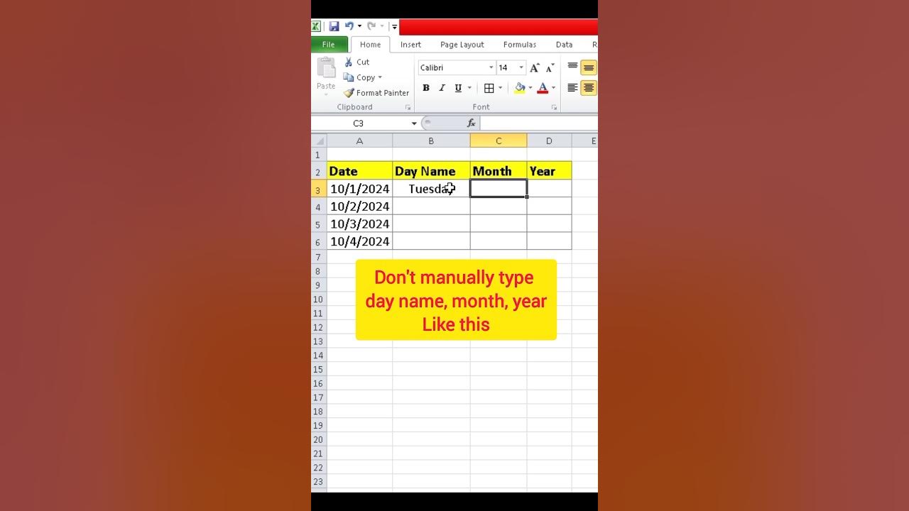 🔥Text formula in excel | get day name, month, year in excel #excelformula - YouTube