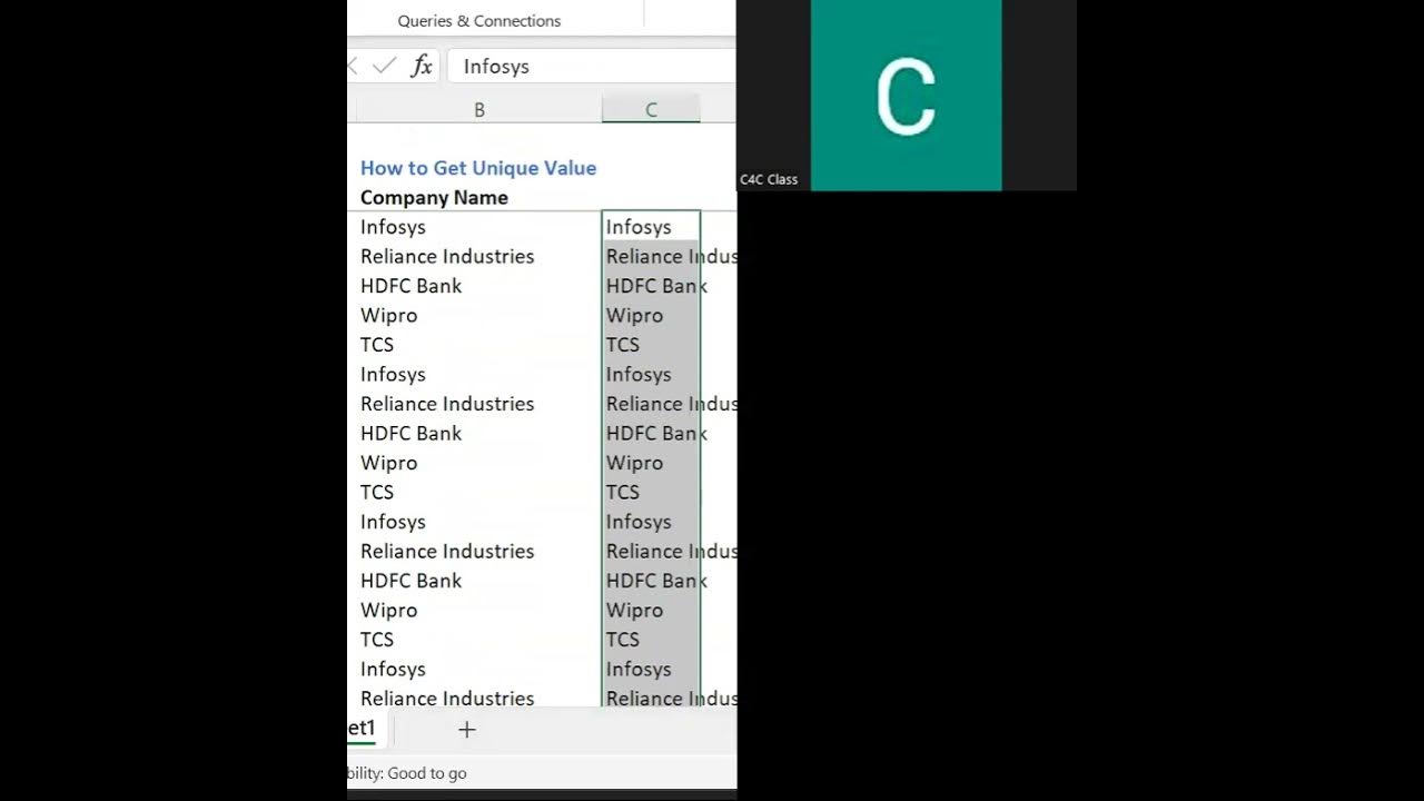 How to get unique Values List With & Without Formulas #C4CClass #dataanlysis - YouTube