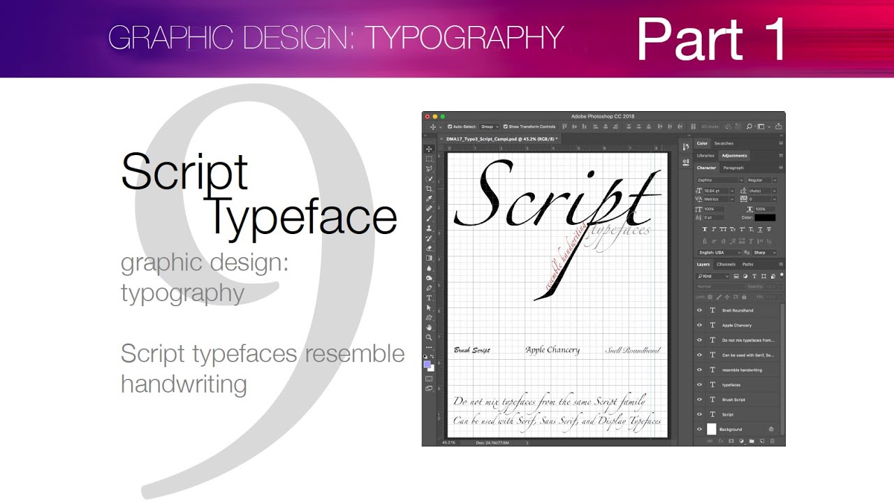 Graphic Design 5 Script Typography Part 1: Photopea & Photoshop - YouTube