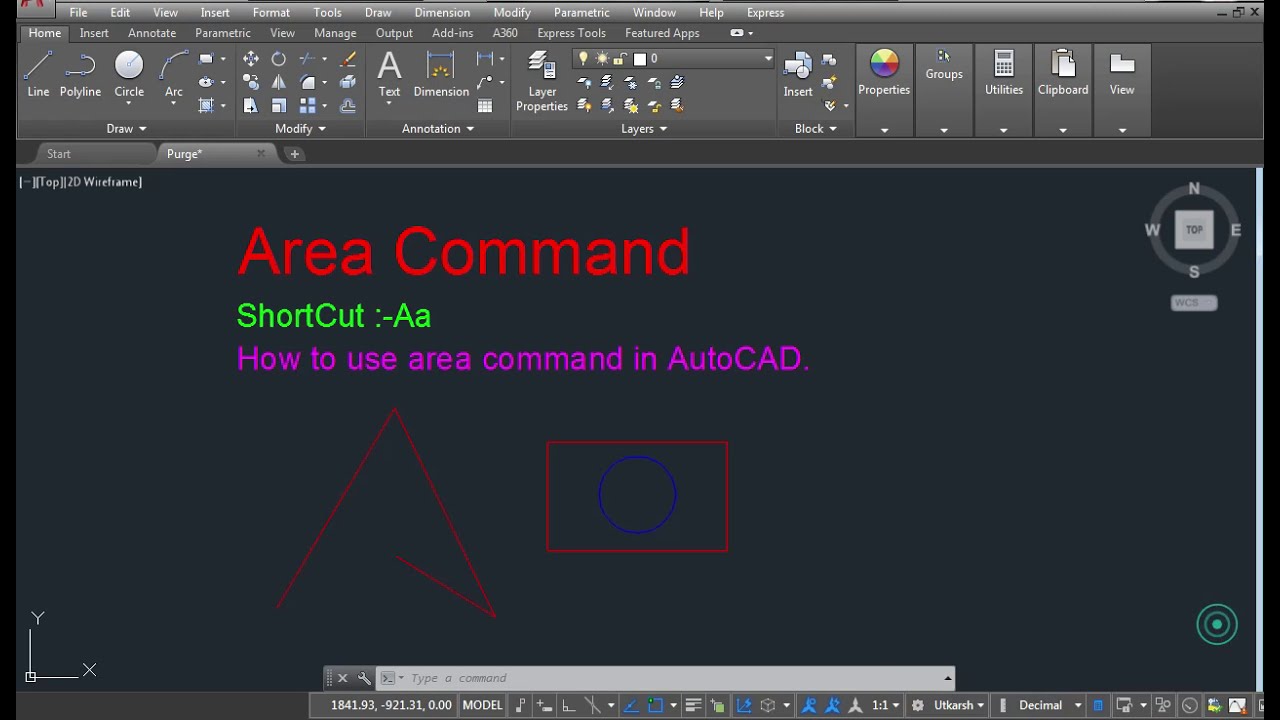 Area Command In AutoCAD In Hindi - YouTube