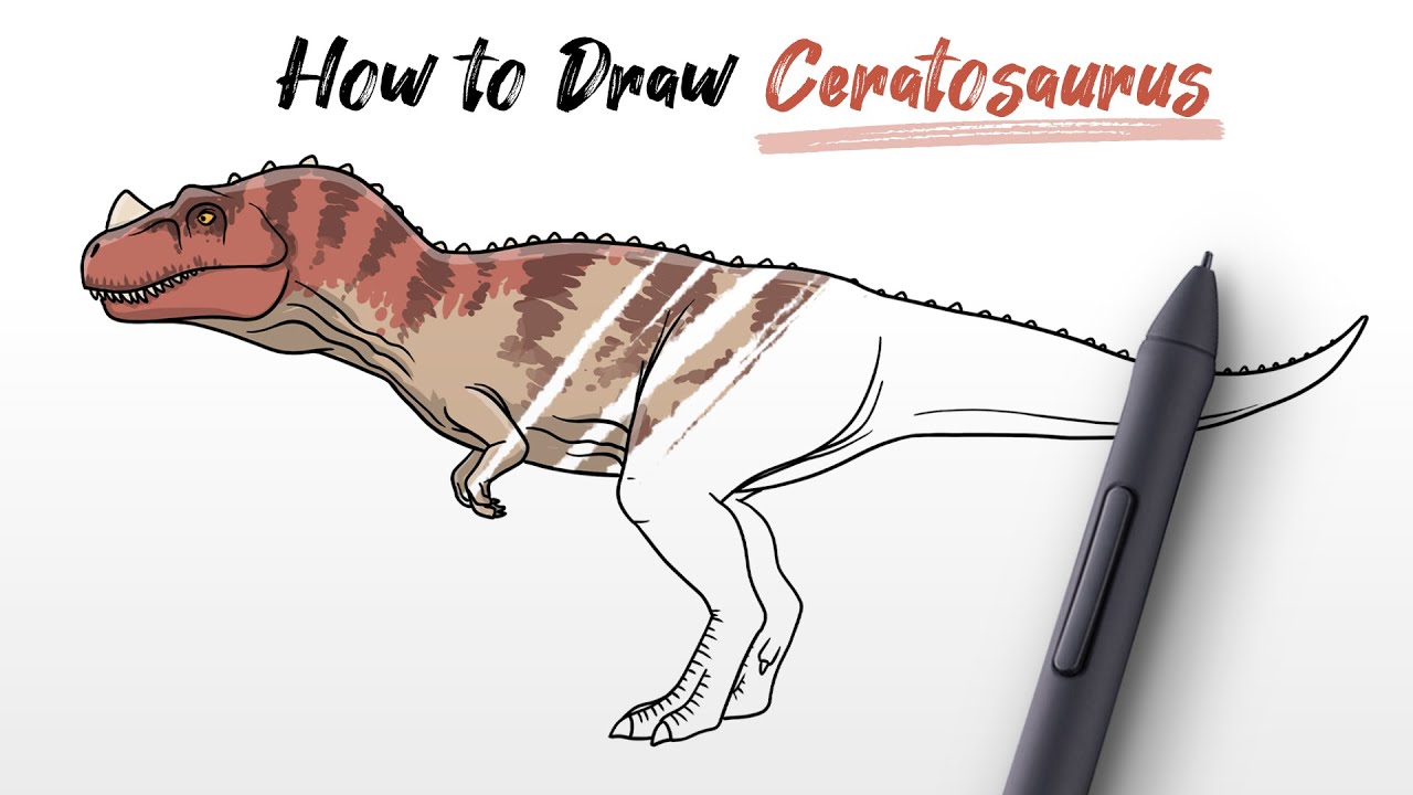 How to Draw Ceratosaurus dinosaur from Jurassic World: Camp Cretaceous ...