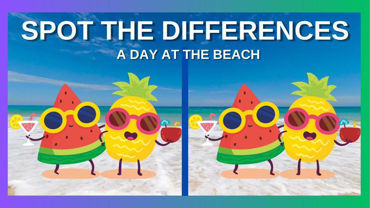 CAN YOU SPOT THE DIFFERENCES! A DAY AT THE BEACH #games #fun - YouTube