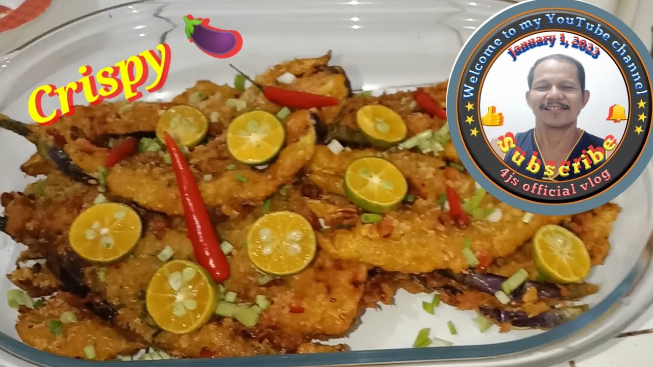 Crispy tortang talong pusit design with breadcrumbs recipe - YouTube