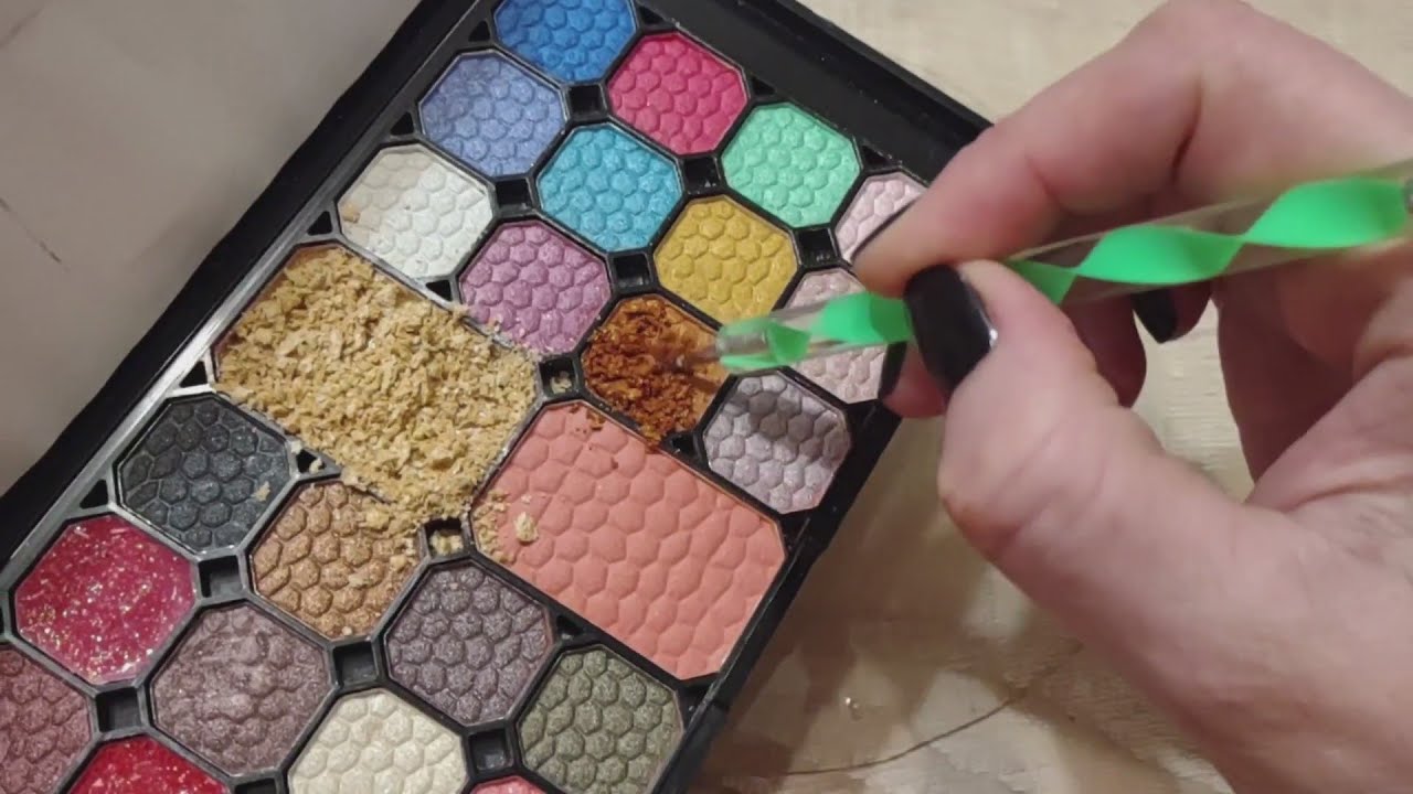 ASMR MAKEUP SLIME- Mixing 2 Colors With Makeup and Glitter Into Clear ...