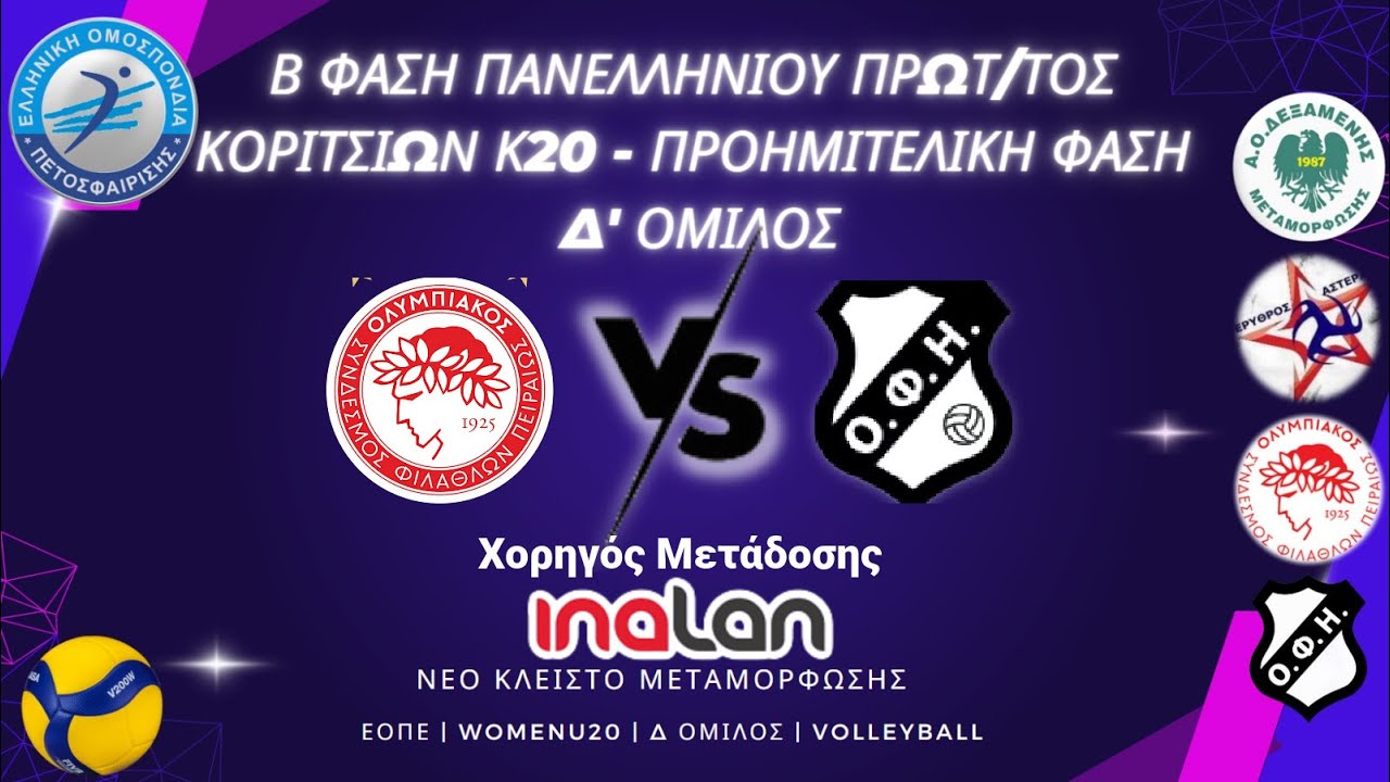 Ολυμπιακός ΣΦΠ- ΟΦΗ, Β' Φάση Πανελλήνιου Πρωταθλ. Κορ. Κ20 2023, Προημ ...